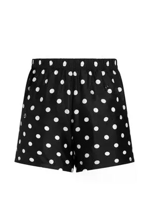 Dolce & Gabbana Polka Dot-print Silk Twill Boxer Shorts - Black