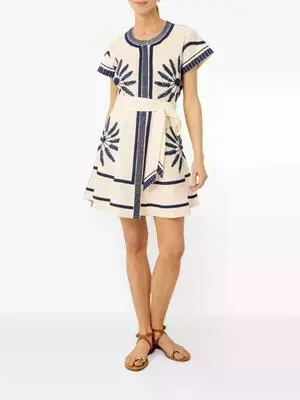 MARIE OLIVER Sable Embroidered Belted Midi Dress - Neutrals