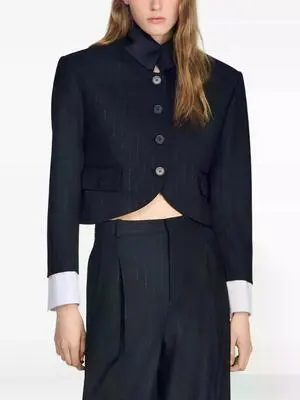 Sandro Striped Stand-up Collar Blazer
