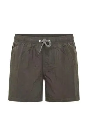 Sundek Crinkled Swim Shorts With Logo Patch - Green