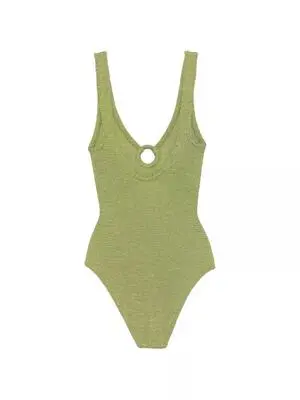 Hunza G Celine Crinkle Effect V-neck One Piece