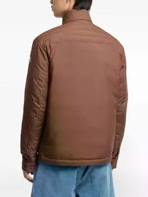 Moncler Quilted Jacket With Logo Patch - Brown