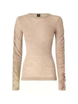 Pinko Ruched Long-sleeve Top - Neutrals