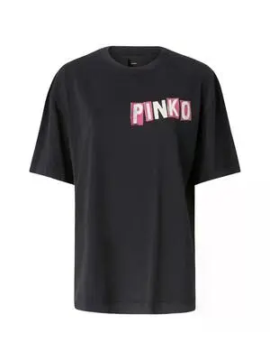 Pinko Logo Print Swan Graphic T-shirt - Black