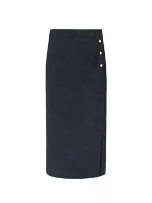 Pinko Charcoal Button Detail Pencil Skirt - Grey