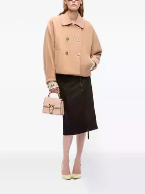 Pinko Double-breasted Cropped Coat - Neutrals
