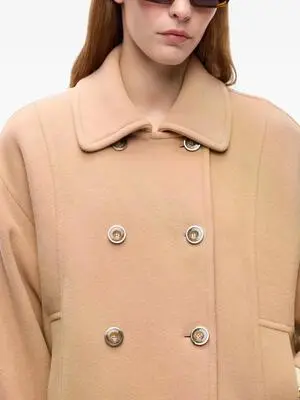 Pinko Double-breasted Cropped Coat - Neutrals