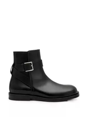 AMI Paris Buckle Cow Leather Boots - Black