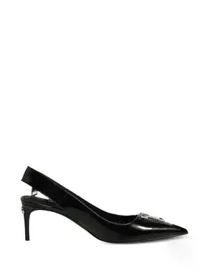 Dolce & Gabbana Patent Finish Pointed Toe Pumps With Zipper Detail