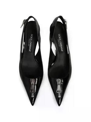 Dolce & Gabbana Patent Finish Pointed Toe Pumps With Zipper Detail