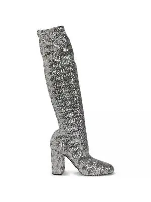 Dolce & Gabbana Sequin-embellished Boots - Silver