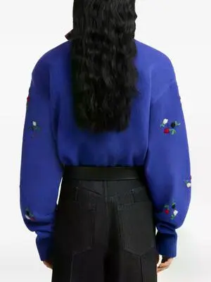 Marni Flower-embroidered Balloon-sleeve Cardigan
