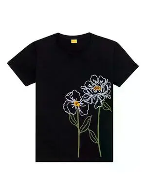 Agua Bendita Gea Embroidered-floral T-shirt - Black