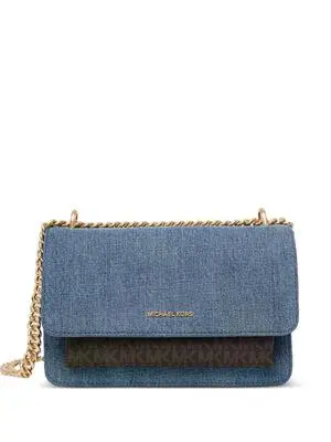 Michael Kors Logo-pattern Denim Shoulder Bag - Blue