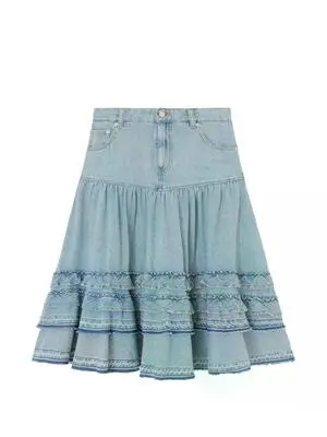 GANNI Ruffled Tiered-hem Midi Skirt