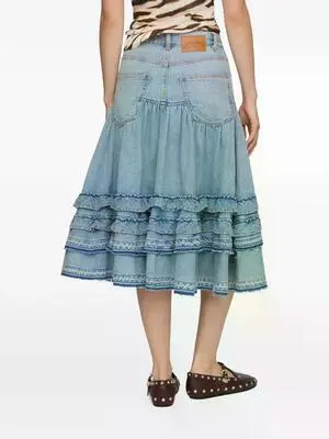GANNI Ruffled Tiered-hem Midi Skirt