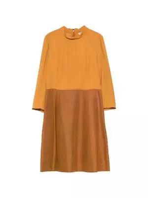 Chloé Two-tone Silk Dress - Brown