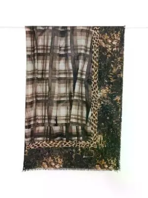 PIERRE-LOUIS MASCIA Check-print Leopard-pattern Scarf
