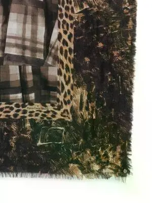 PIERRE-LOUIS MASCIA Check-print Leopard-pattern Scarf