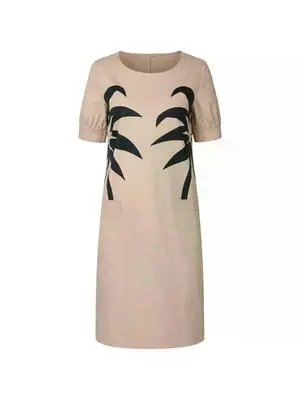 Moschino Palm Tree-print Cotton Dress - Neutrals