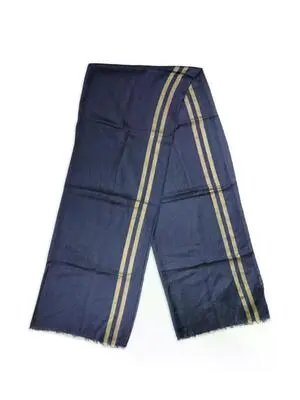 Dolce & Gabbana Stripe-detail Frayed Scarf - Blue