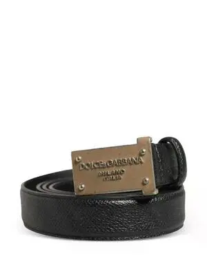 Dolce & Gabbana Logo-plaque Leather Belt - Black