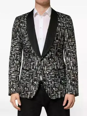 Dolce & Gabbana Instrument-print Shawl-lapel Blazer - Black