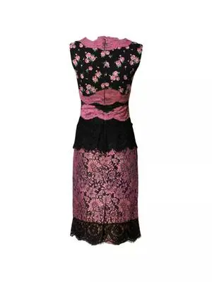 Dolce & Gabbana Floral-print Lace-panel Midi Dress