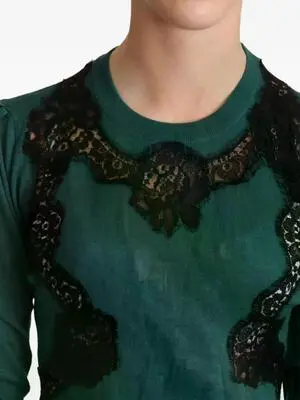 Dolce & Gabbana Lace-trim Puff-sleeve Sweater