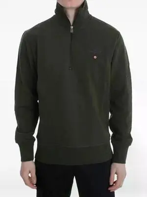AERONAUTICA MILITARE Logo-embroidered Half-zip Sweatshirt - Green