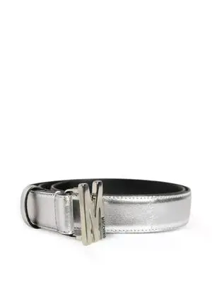 Moschino Logo-plaque Leather Belt - Silver