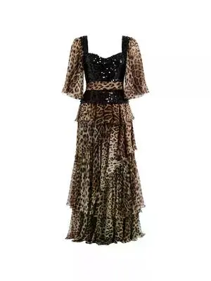 Dolce & Gabbana Sequin-embellished Leopard-print Maxi Dress