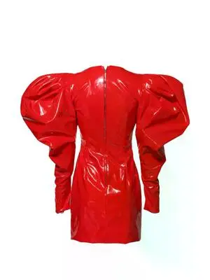 Dolce & Gabbana Puff-sleeve Patent-finish Mini Dress - Red