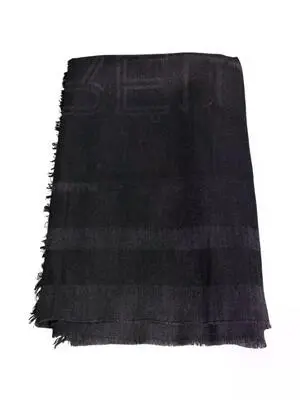 Gianfranco Ferre Logo-patterned Fringed Scarf - Grey