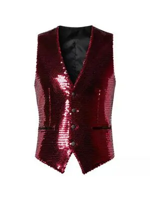 Dolce & Gabbana Sequin-embellished V-neck Waistcoat - Red