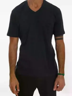 DANIELE ALESSANDRINI Patch-pocket V-neck T-shirt - Blue