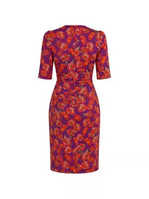 Dolce & Gabbana Poppy Print Silk Midi Dress