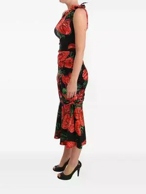Dolce & Gabbana Floral Print One-shoulder Midi Dress