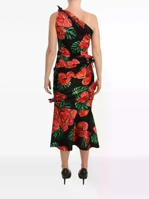 Dolce & Gabbana Floral Print One-shoulder Midi Dress