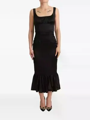 Dolce & Gabbana Ruffled-hem Sleeveless Midi Dress - Black