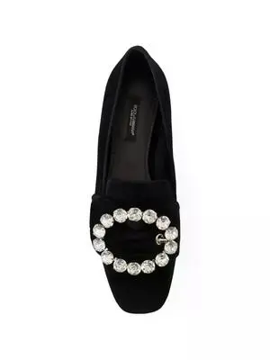 Dolce & Gabbana Crystal-embellished Velvet Loafers