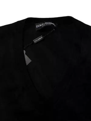 Dolce & Gabbana Camouflage-panel V-neck Sweater - Black