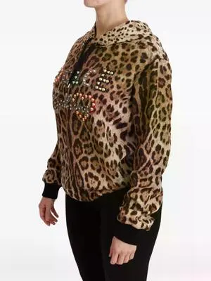 Dolce & Gabbana Leopard-print Studded Hoodie