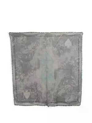 Costume National Floral-print Fringed Scarf - Grey