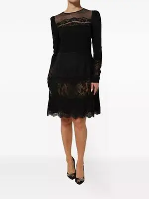 Dolce & Gabbana Floral-lace A-line Mini Dress - Black