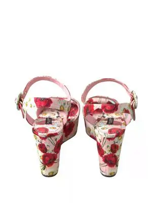Dolce & Gabbana Floral-print Wedge Sandals
