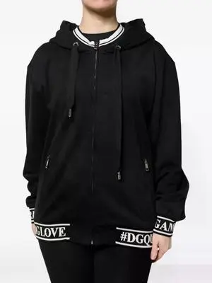 Dolce & Gabbana Logo-band Zip-up Hoodie - Black