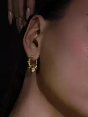 Vram Yellow Sphere Hoop Earrings