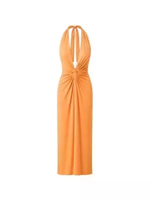 BAOBAB Eleonora Maxi Knot-detail Ruched Dress - Orange
