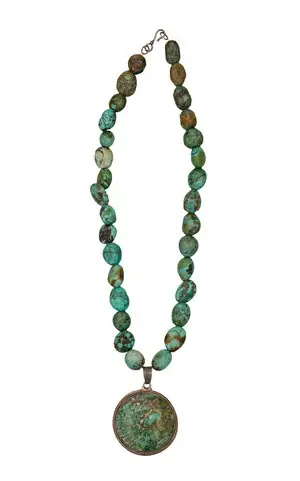 MERCI C'EST VINTAGE 1970s Turquoise Pendant Necklace - Blue
